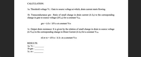 Solved Output Drain Characteristics