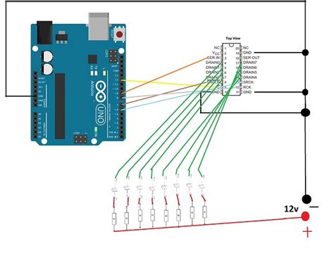 Basic Set Up For Tpic6b595 Shift Register With Pwm Leds And Multiplexing Arduino Forum