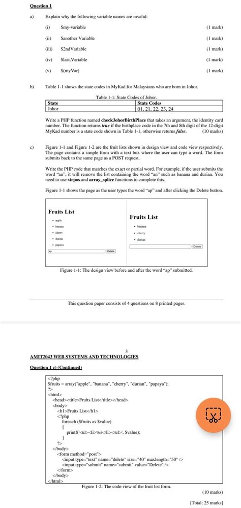 Solved Ouestion A Explain Why The Following Variable Chegg