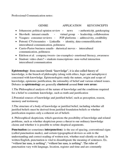 Professional Communication Notes Pdf Epistemology Knowledge