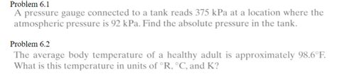 Solved Problem A Pressure Gauge Connected To A Tank Chegg