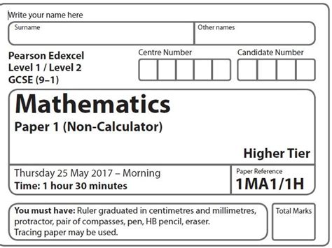 Edexcel Maths Gcse June 2017 Paper 1h Worked Solutions Teaching Resources