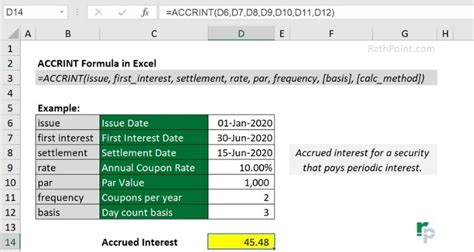 how to use accrint formula in excel