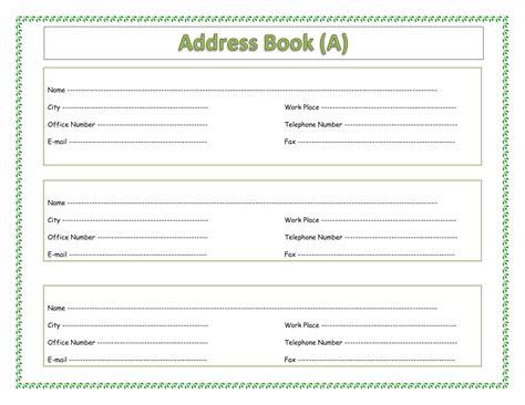 Free Printable Address Book Templates Pdf Excel Word