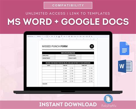 Missed Punch Form Template Employee Time Punch Correction Form