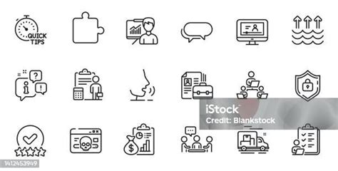 웹 응용 프로그램에 대한 체크리스트 등급 별 및 빠른 팁 라인 아이콘의 개요 세트 디자인을 위해 벡터 객실 있음에 대한 스톡