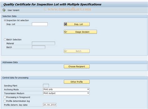 Qcms Sap Tcode Certificate For Inspection Lot W Ms