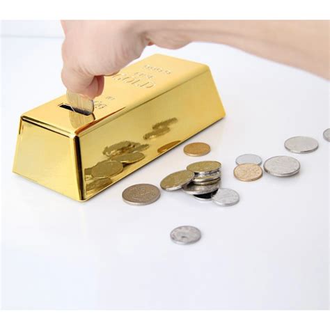 金條存錢桶 交換禮物 存錢筒 撲滿 存錢桶 黃金 裝飾 金子 送禮 儲蓄 存錢 造型存錢筒 金條 生日禮物 紀念品 金塊 蝦皮購物