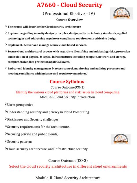 Cloud Security Module I Pdf Cloud Computing Security