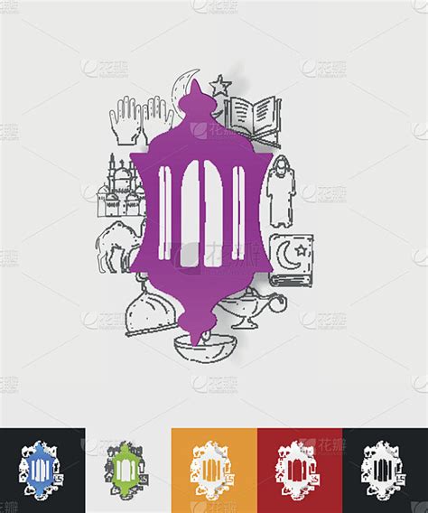 灯笼纸贴纸与手绘元素