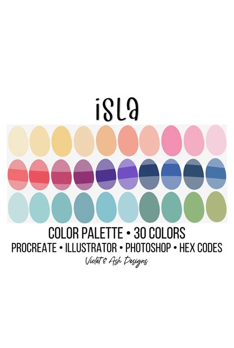 Isla Summer Procreate Palette Color Chart Procreate Swatches IPad