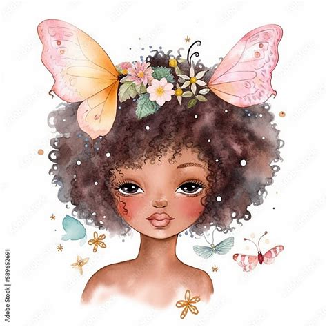 Clip Art In Stile Acquerello Di Simpatica Fatina O Elfo Di Colore