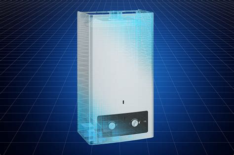 가스 온수기의 시각화 3d Cad 모델 청사진 3d 렌더링 데스크탑 컴퓨터에 대한 스톡 사진 및 기타 이미지 데스크탑 컴퓨터