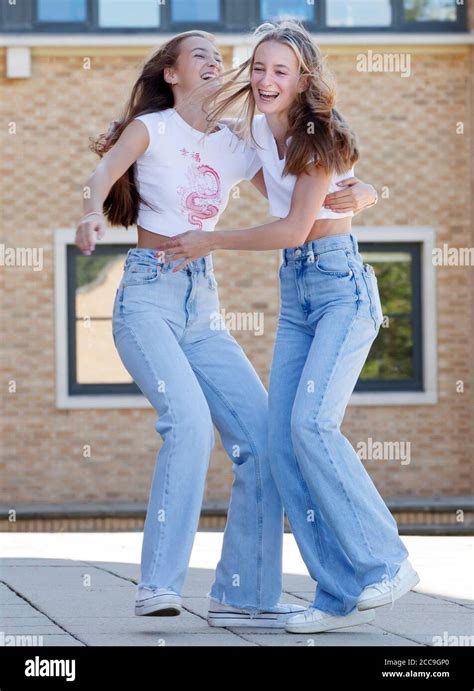 Twins Hannah Left And Lucia Davies Celebrate Their Gcse Results At