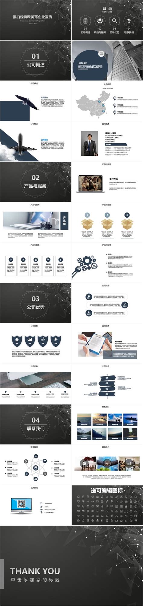 炫酷黑色欧美风企业宣传产品介绍ppt模板 知乎