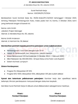 16 Contoh Surat Perintah Kerja Spk Format Dan Komponen