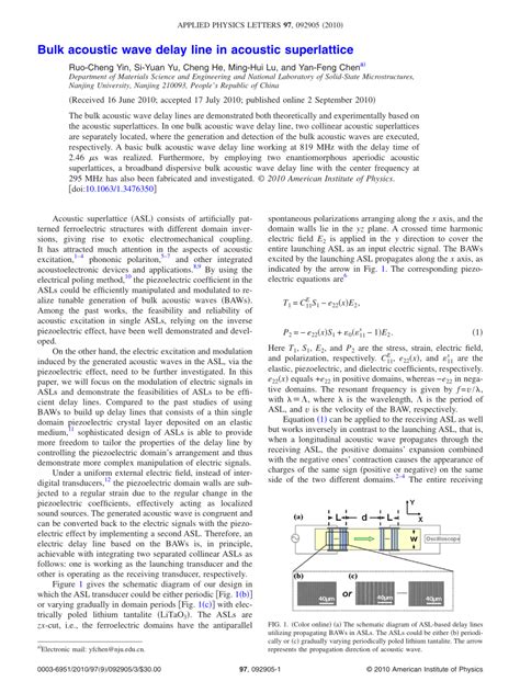 Pdf Bulk Acoustic Wave Delay Line In Acoustic Superlattice
