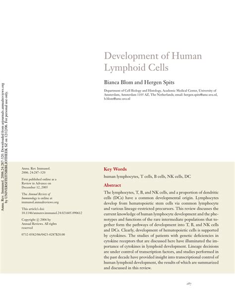 Pdf Development Of Human Lymphoid Cells