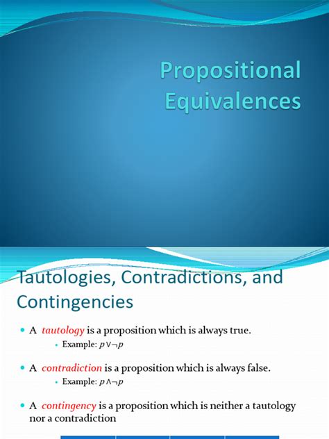 Propositional Equivalences Pdf Logic Mathematical Logic