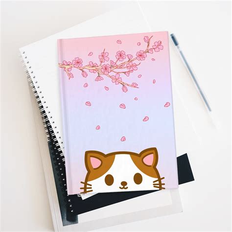 Libreta Japonesa Libreta Gato Kawaii Libreta Sakura Etsy México