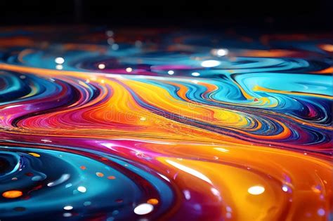 Dynamic Abstract Background With Swirling Liquid Patterns And Colorful Light Refraction Stock
