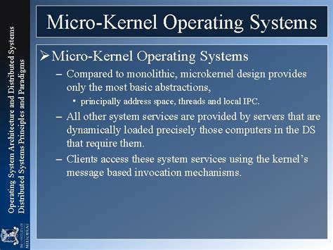 Operating System Architecture And Distributed Systems Most Concepts