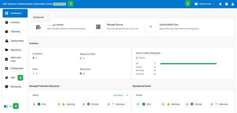 Dell Telecom Infrastructure Automation Suite Web User Interface Home Page Layout Dell Telecom