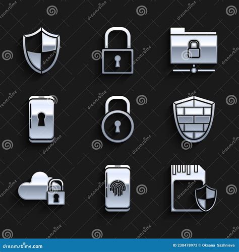 Set Lock Smartphone With Fingerprint Scanner Sd Card And Shield Shield Cyber Security Brick