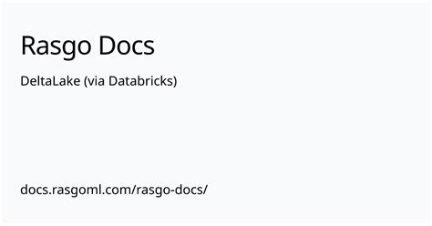 Deltalake Via Databricks Rasgo Docs
