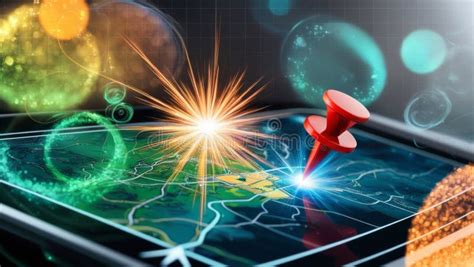 A Digital GPS Map Displays A Vibrant Pin Marking A Specific Location Stock Illustration