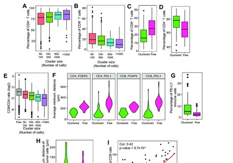 Clustered And Free Immune Spatial Profiles A Percentage Of Cd4 T Download Scientific