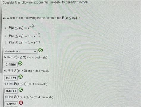 Solved Consider The Following Exponential Probability