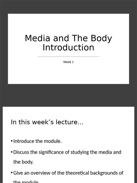 Media The Body Week 1 Introduction Lecture Pdf Feminism