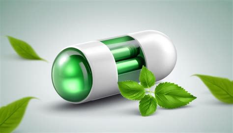 Premium Photo A Green Pill With A Green Leaf On It