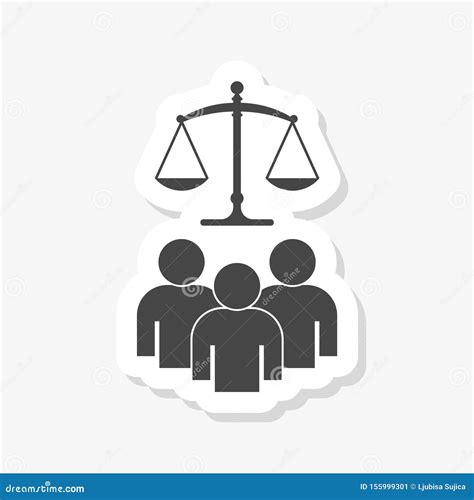 Social Justice Concept Or Class Action Lawsuit Sticker Icon Stock
