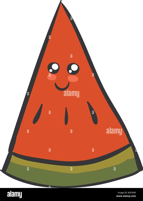 Cute Watermelon Slice Illustration Vector On White Background Stock Vector Image And Art Alamy
