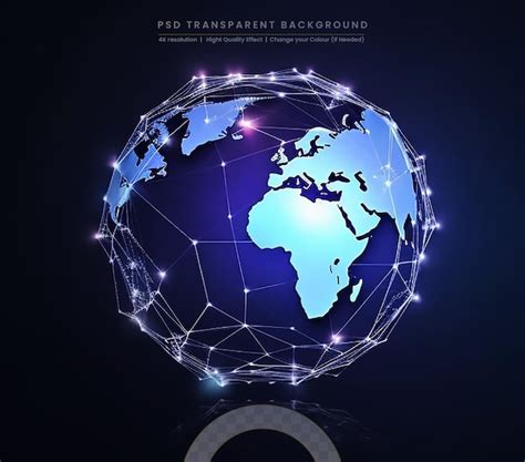Premium Psd Communications Network Map Of The World Blue Map Dark