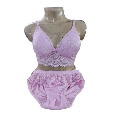 Daily Wear Regular Fit Skin Friendly Breathable Hosiery Lace Bra Panty