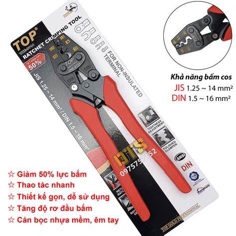 Kìm bấm cos nhanh hãng TOP GOLD kìm bấm đầu cos tròn trợ lực tăng độ rơ đầu bám chính xác cao