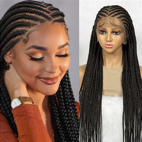 Anytime 36 Inches Lace Cornrow Braided Wig Faux Locs Hair Anytimewig