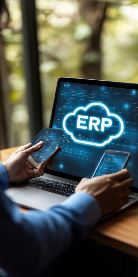 Businessman Accessing Cloud Based Enterprise Resource Planning Erp
