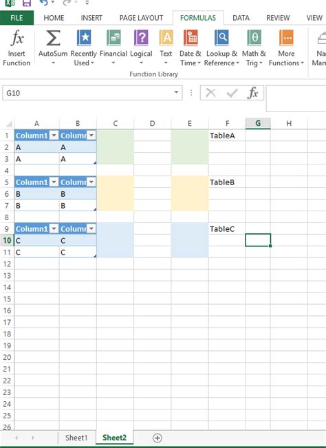 Excel Populate Empty Table With Data From Other Tables Based On