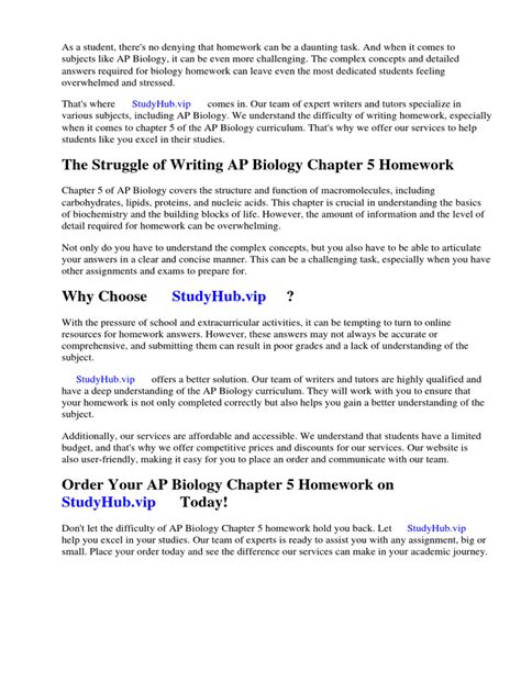 Ap Biology Chapter 5 Homework Answers Pdf Mollusca Biochemistry