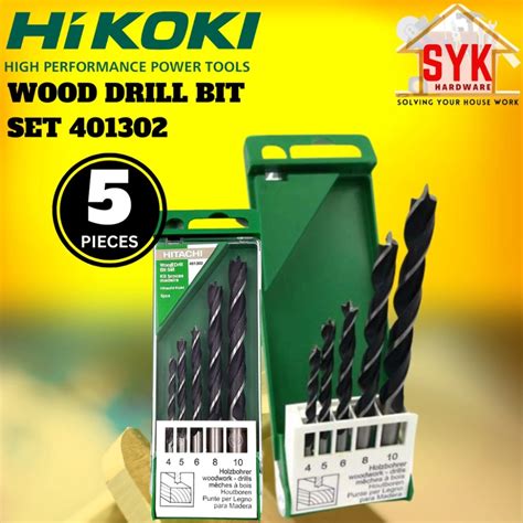 Syk Hikoki 401982 Mixed Drill Bits Set 9pcs Wood Metal Masonry Bits