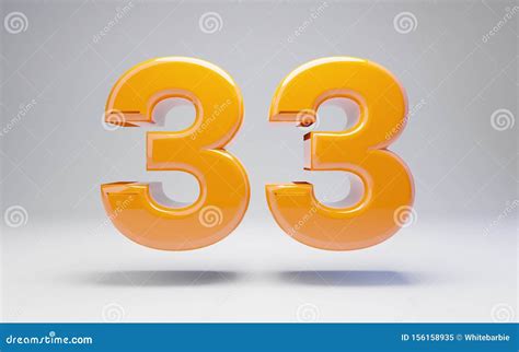 Number 33 3d Orange Glossy Number Isolated On White Background Stock
