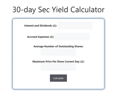 30 Day Sec Yield Calculator Savvy Calculator