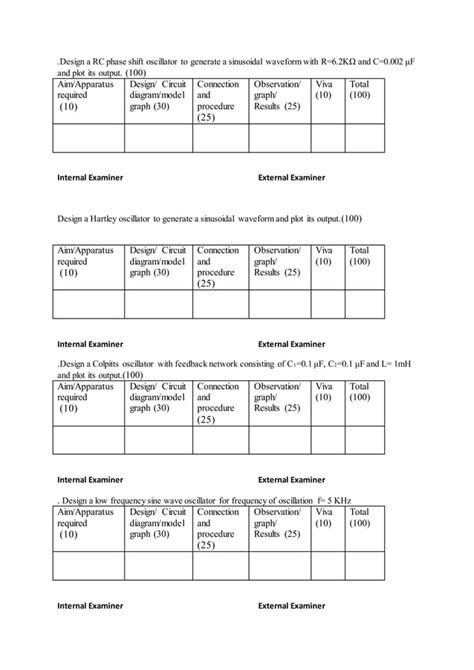 Design A Rc Phase Shift Oscillator To Generate A Sinusoidal Waveform With R Docx