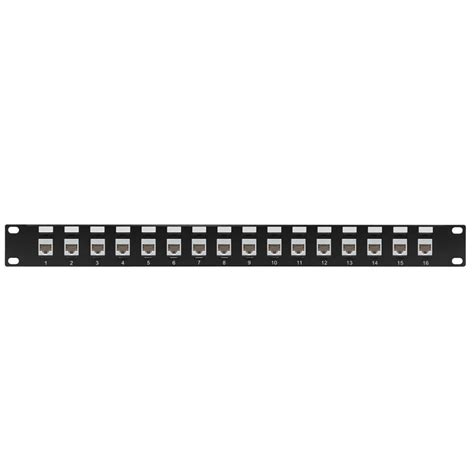 16 Port Cat6a Patch Panel 19 Rackmount 1u Pass Through