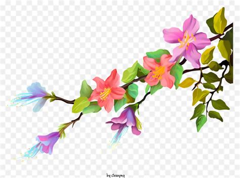Flower Branch Realistic Flower Branch With Bright Swaying Clip Art Library