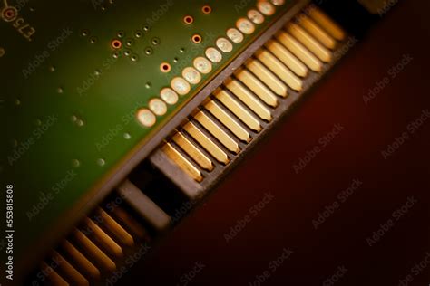 Computer Connection Pins And Circuit Boad And Limited Focus Stock